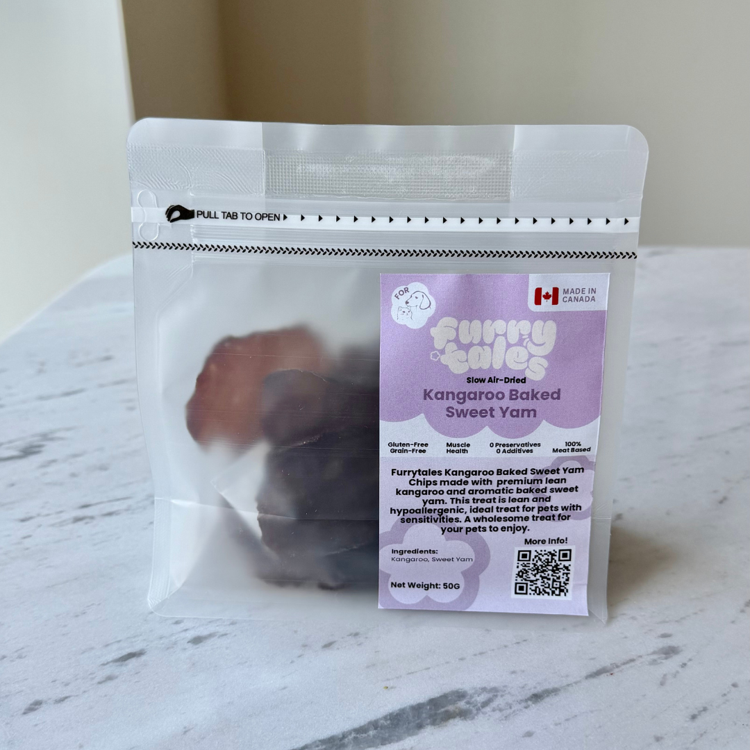kangaroo baked sweet yam chips | furrytales – ollie b. good